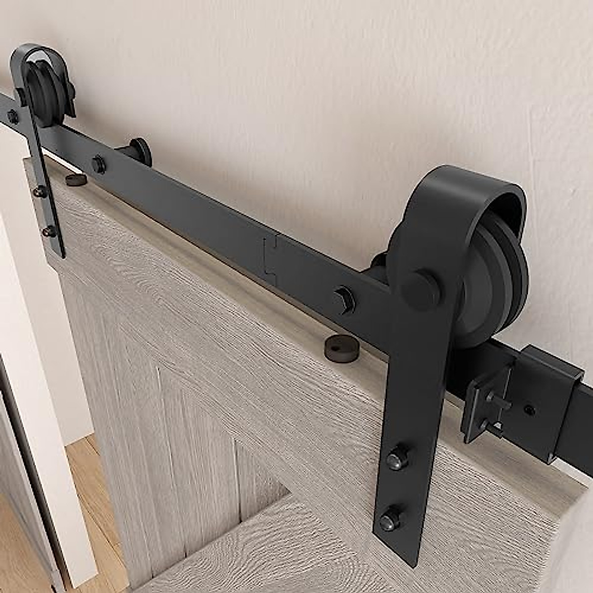 Dondelight 10FT Sliding Barn Door Hardware Track Kit for Double Door, Heavy Duty Modular Sliding Door Track Hardware Set for Interior & Exterior Door