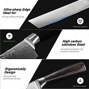 KENTROON Nakiri Knife, 7" Vegetable Knife Asian Usuba Knife,Fruits, meat, vegetable Multipurpose Japanese Nakiri Knife with High Carbon Steel Chef Knife Gift box for Chef,home cook