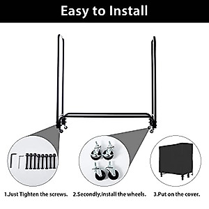 Kweetle 4FT Outdoor Firewood Rack with Wheels and Weather-proof Cover, Log Storage Stand Metal Fire Wood Holder Heavy Duty Firewood Cart for Firewood