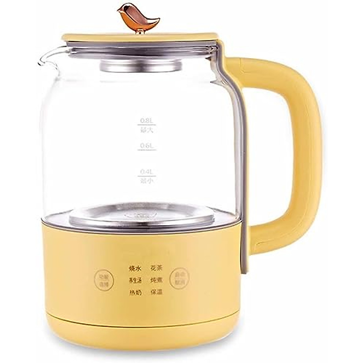 New Health Pot Household Multifunctional Glass Kettle Electric Tea Pot Hot Water Dispensers Electric Kettle Flower Teapot Automatic Electric Stew Bird's Nest Pot 800Ml B,800Ml (Color : A, Size : 800