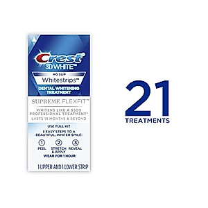 Crest 3D Whitestrips, Supreme Flexfit, Teeth Whitening Strip Kit, 42 Strips (21 Count Pack)