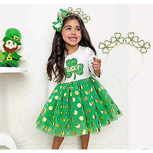 ZITULRY St Patrick's Day Headband Rhinestone Shamrock HAPPY ST.PATRICKS Letter Hairband Crystal Irish Green Lucky Clover Headpiece