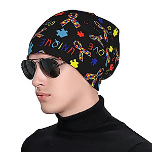 Autism Awareness Special Love Beanie Hat for Men and Women Lightweight Slouchy Hip-Hop Running Skull Cap Breathable Stretchy Sleep Hats Chemo Cap