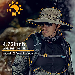 Cooltto Wide Brim Sun Hats with Waterproof Breathable for Fishing, Hiking, Camping，for Men Women Kids Light Gray