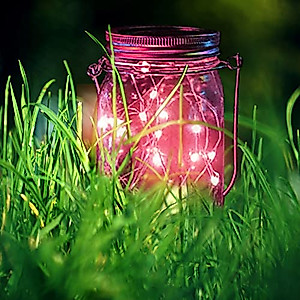 POPPAP Solar Jar Lid Lights Solar String Lights Fairy Lights for Mason Jar Decor Lights,Outdoor Lighting LED Landscape Lights 20 LED 78.74inch 6Lids Red