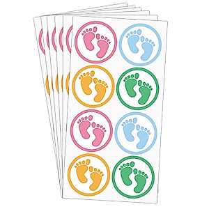 Footprint Envelope Seals, Birthday Party Favor Stickers,Thank You for Celebrating Stickers,1.5 Inch Footprint Envelope Sticker for Invitation,504 Pcs Per Pack