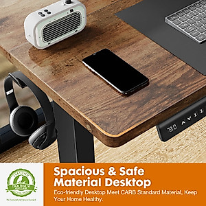 Sweetcrispy Electric Standing Desk Adjustable Height, 48 x 24 inch Stand up Sit Stand Desk with Keyboard Tray, Ergonomic Home Office Rising Table Computer Workstation Gaming Work Desk, Rustic Brown