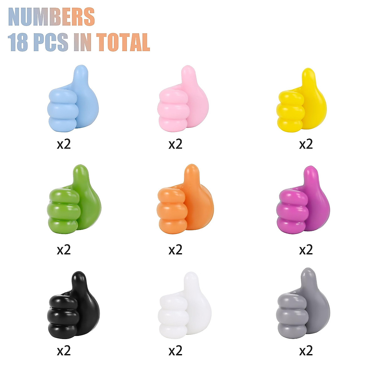 CERETIA 36 Pcs Self Adhesive Silicone Thumb Hooks, Multifunction Thumb up Wall Hooks for Cable Clip Key Holder Wall Hangers Wire Management Small Command Hooks