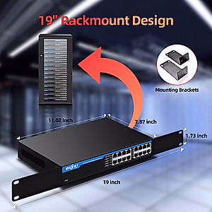 HYN@NET 8 Port Active Gigabit PoE Injector IEEE802.3at/af Compliant,150W PoE Midspan,1U 19” Rackmount