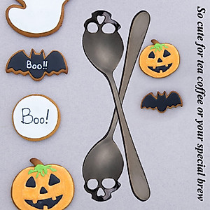 304 Stainless Steel Sugar Tea Skull Spoons, Coffee Stirring Slotted Metal Spoon, Espresso Spoons for Dessert, Cake (Set of 4 Mixed colors)