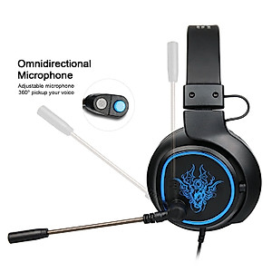 SADES R5 Over-Ear Stereo Noise-Reduction Base Gaming Headset Headband Headphones with HiFi Microphone Control-Remote for PC Computers/PS4/New Xbox One/Mac/Tablets/Mobiles(Black)