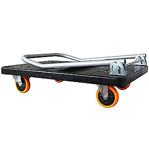 Generic Handling Vehicle Flatbed Truck Folding Push Cart Dolly Moving Platform Hand Truck for Easy Storage and 360 Degree Swivel Wheels, 72X46CM, Black