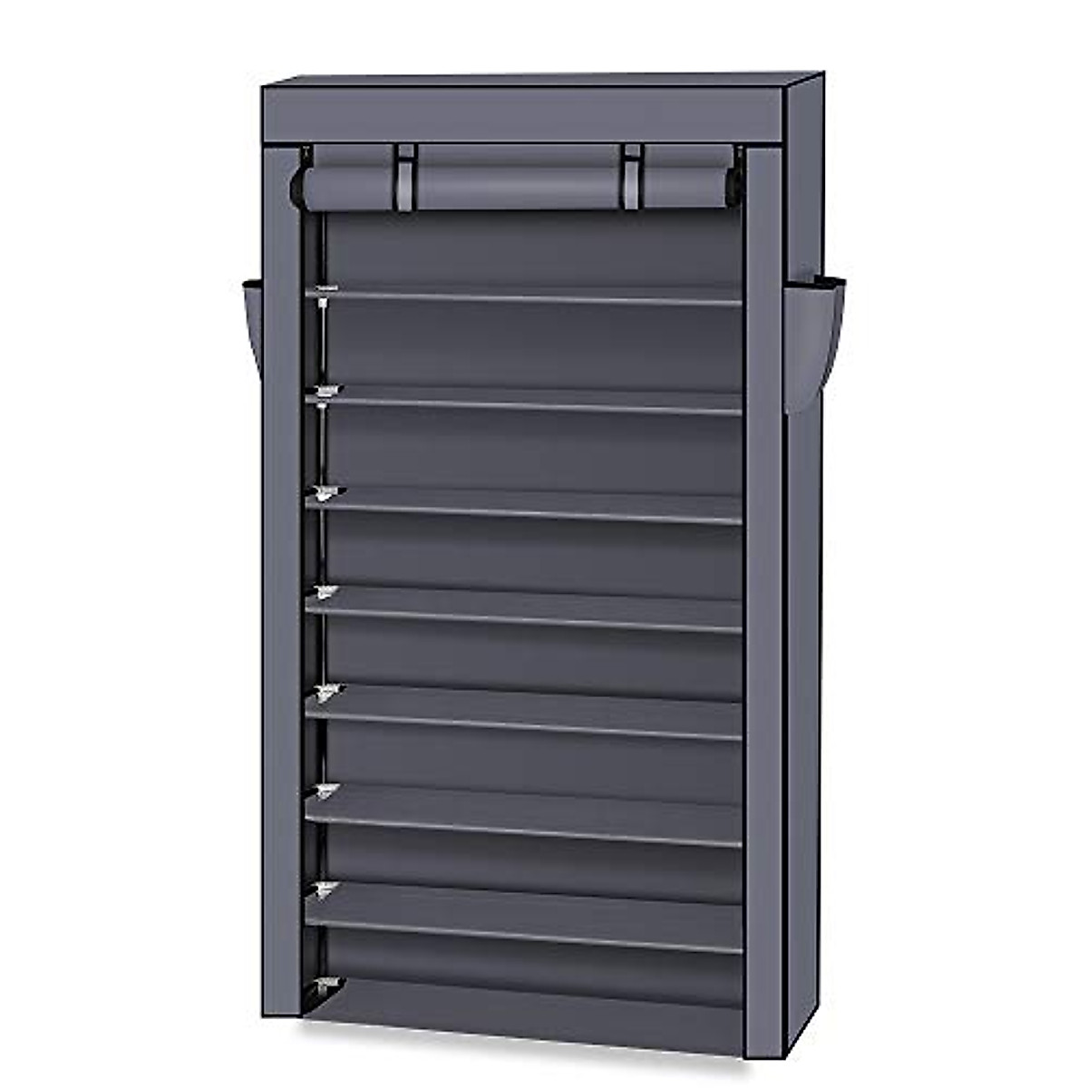 Shoe Storage Cabinet,10 Tiers 45 Pairs Shoe Rack with Dustproof Cover Organizer (Grey)