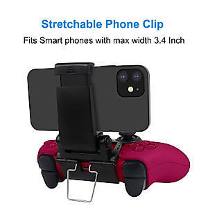 2 Pack PS5 Controller Phone Clip Mount for Mobile Remote Play, Foldable Stand Holder Game Clamp Bracket Grip for DualSense 5 Controller Compatible with Smart Android/iOS Mobile Phones, Black