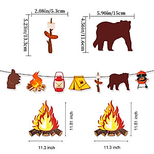 Camping Themed Party Decorations, Happy Camping Banner and 3D Bonfire with Camping Theme Latex Balloon for Teenagers Adventurer Hiking Camping Party Decoration