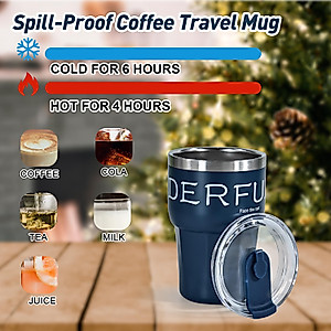 21 oz Travel Coffee Mug, Insulated Tumbler with Lid and Straw Double Wall Vacuum Insulated Tumbler Reusable Coffee Cups for Coffee, Tea and Drinks, Blue