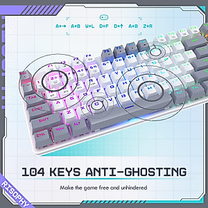 Wireless Mechanical Keyboard, Triple Mode 2.4G/USB-C/Bluetooth Gaming Keyboard, 104 Keys Programmable, Customize RGB Backlit, Red Switch, Bicolor PBT Keycaps, Rechargeable Wired Keyboard for Laptop PC