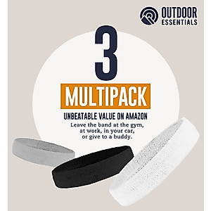 OutdoorEssentials Sweat Bands Headbands Men - Sweatbands for Women - Sports Headband - Sweat Absorbing Headband - Multipack Sweat Head Bands