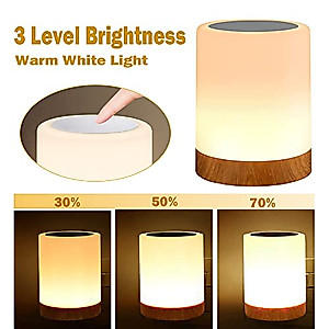 ROYFACC Night Light Touch Sensor Lamp Bedside Table Lamp for Kids Bedroom Rechargeable Dimmable Warm White Light + RGB Color Changing