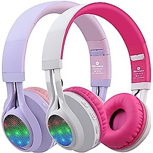 2 Packs Riwbox WT-7S Kids Headphones Wireless, Foldable Stereo Bluetooth Headset with Mic Compatible with PC/Laptop/Tablet/iPad