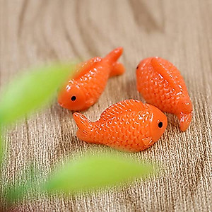 RAYNAG 50pcs Miniature Resin Red Fish Micro Landscapes Fairy Garden Figurines Potted Decoration Aquarium Dollhouse Ornament Decor for Crafting or Cake Decorating