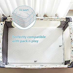 3" Pack n Play Mattresses Pad, Pack and Play Mattress Pad with Waterproof & Removable Cover for Baby Naps Sleep, Memory Foam Playard Playpen mattresses