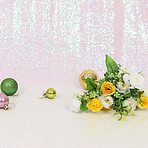 Eternal Beauty White Iridescent Sequin Backdrop, 10x10 Ft Glitter Background Curtains for Shimmer Photography Party Wedding Birthday Halloween Christmas Back Drop Decor