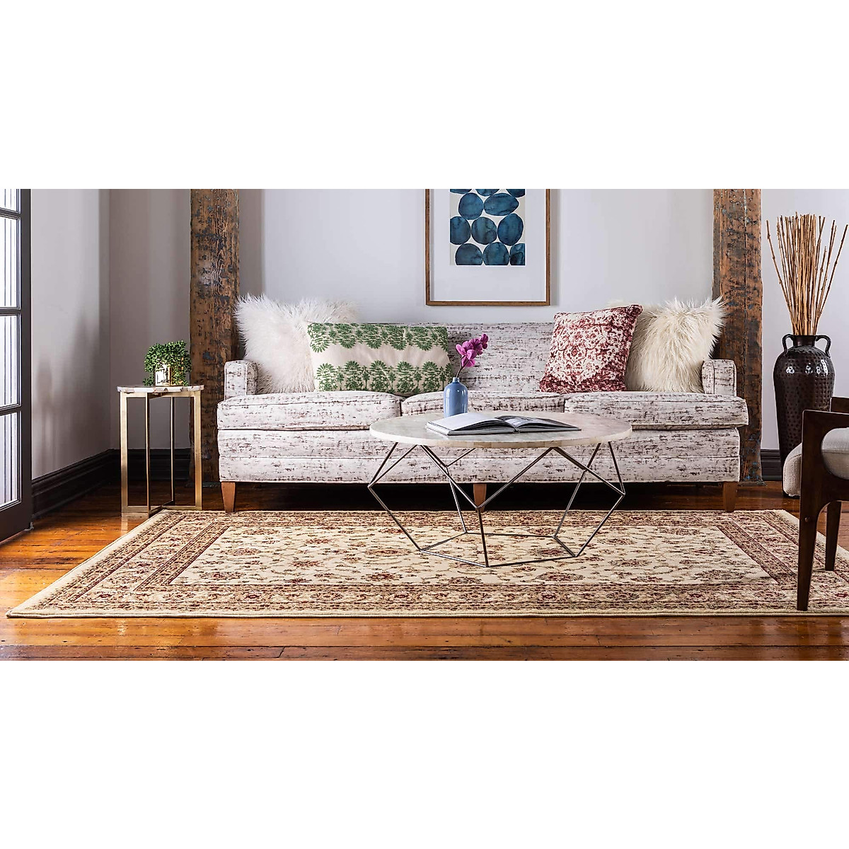 Unique Loom Voyage Collection Traditional Oriental Classic Intricate Design Area Rug (8' 0 x 11' 4 Rectangular, Ivory/Gold)