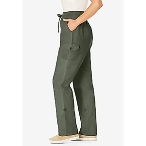 Woman Within Plus Size Convertible 2-in-1 Cargo Pant & Capri Elastic Waist - 18 W, Olive Green