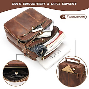 Jack&Chris Leather Man Purse Shoulder Bag,Small Mens Crossbody Messenger Bags for Work,Men Satchel Handbag,Brown2