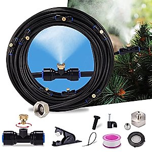Aomedeelf 82FT Misters for Outside Patio,Outdoor Misting System for Patio,Patio Misters for Cooling Outdoor, 21 Mist Nozzles+3/4" Brass Adapter,Water Mister Outdoor,Outdoor Misters for Patio Garden