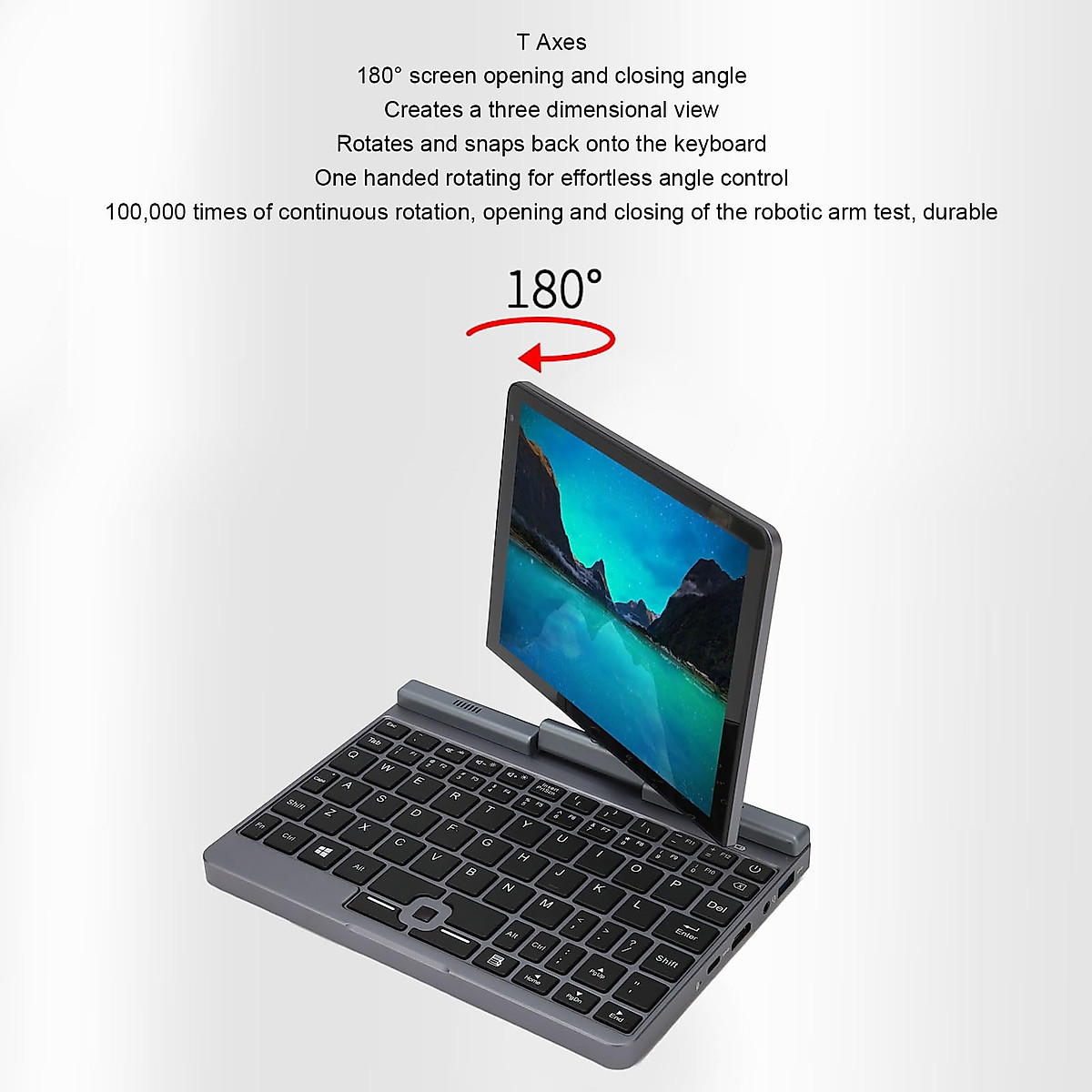 Haofy Foldable Mini Laptop, 180 Degree Flip 8 Inch PC Notebook 100‑240V LPDDR5 12GB RAM for Work for Windows 10 11 Supported (12GB+512GB US Plug)