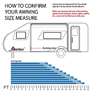 Awnlux White Motorized Modular Retractable RV Awning Full Set Assemblies for RV, 5th Wheel, Travel Trailers, Toy Haulers, and Motorhome - RV Trailer Awning for Home or Camper - 14x8 Ft - Blue Strip