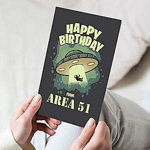 Crazy Dog T-Shirts Area 51 Birthday Card Funny Alien Butt Stuff UFO Flying Saucer Card Birthday Funny Space Area 51 1 Pack