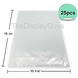 The Display Guys, 25 Pcs 10 7/16“x 15 1/4” Clear Self Adhesive Plastic Bags for 10x15 inches Picture, Poster, Photo Framing Mats