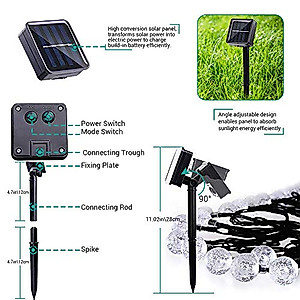 Solar String Lights Outdoor, 35.6ft 60 LED Globe String Lights,Waterproof 8 Modes Solar Patio Lights for Garden, Lawn, Patio, Gazebo, Yard, Outdoors (Purple)