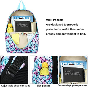 Girls Backpack Preschool School Bag for Kids Elementary Kindergarten Backpack Bookbag (Mermaid)