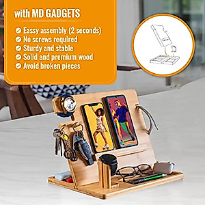 wood phone docking station accessories for mens gift for husband Wooden phone stand and phone station mens nightstand organizer for men charging station organizer mens docking station for men