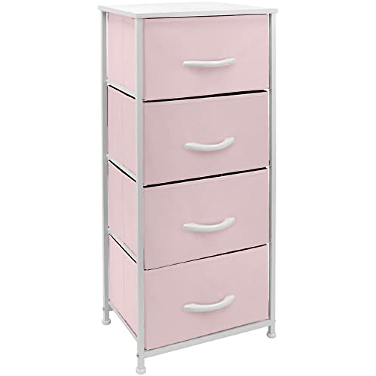 Sorbus Dresser Storage Tower, Organizer Drawers for Closet Boys & Girls Bedroom, Bedside Furniture, Chest for Home, College Dorm, Steel Frame, Wood Top, Fabric Bins(Pink)