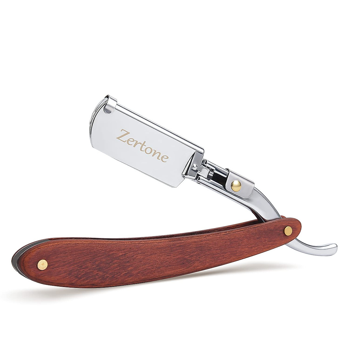 Zertone Straight Razors for Men Natural Wood Scale with 20 Double Edge Blades - Professional and Close Shaving Straight Edge Razor- Manual Shaver, Barber Razor Blade (Aluminum)