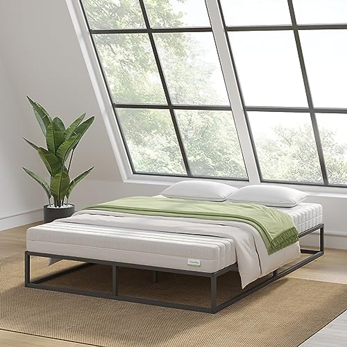 Novilla Metal Platform Bed Frame, Wood Slat Support, No Box Spring Needed, Easy Assembly, Black, King