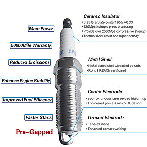 HiVehicle V7420 Iridium Spark Plug – Replacement of #6509 LTR6IX-11,4 Pack