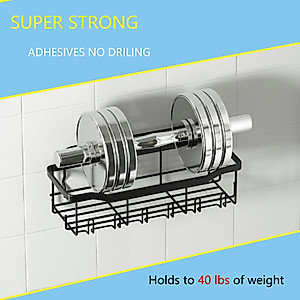 Juya Shower Caddy, 5-Pack Shower Organizer, Adhesive Shower Shelves No Drilling Rustproof Stainless Steel Large Capacity Wall-Mounted Bathroom Organizer for Bathroom, Kitchen, Black