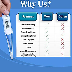 200 Pack Probe Covers for Oral Thermometer - Digital Thermometer Probe Covers Disposable Universal - Rectal Thermometer Covers Heavy Duty Sleeves Safe & Sanitary Prevent Cross-Contamination