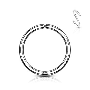 Forbidden Body Jewelry 20g 8mm Solid 14K White Gold Hoop Ring for Nose and Cartilage Piercings