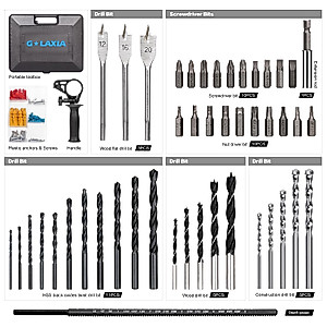G LAXIA Hammer Drill, 4.5A 1/2 Corded Hammer Kit, 0-3000RPM Variable Speed Impact Drill with 105pcs Drill Bit Set, Carrying Case Included