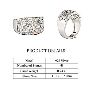 Jeulia 1Carat Rose Gold Plated Wedding Band Thick Round Cut Eternity Band Rings Halo CZ Heart Engagement Promise Rings Anniversary Birthday Festival Romantic Gift with Jewelry Gift Box (7.5)