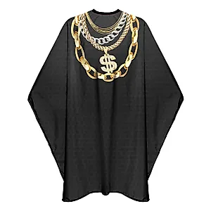 Pelocapa Barber Cape for Men Hair Cutting Salon Cape with Snap Closures Waterproof Professional Large Barber Hairdresser Cape- 63”× 56” (Dollar Chain)