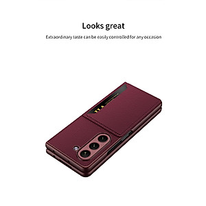 SHIEID Galaxy Z Fold 5 Wallet Case Ultra Thin Leather Samsung Fold 5 Case with 2 Card Slots Kickstand Phone Cover for Samsung Galaxy Z Fold 5 2023, Carbon Fiber Pattern