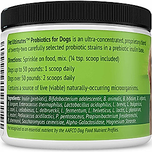 Pet Ultimates Probiotics for Dogs – 22-Species Dog Probiotics for Dog Digestive Support & Dog Antibiotics Recovery – Skin and Coat Supplement for Dogs Enhances Vitality – Dog Health Supplies (137 gr)